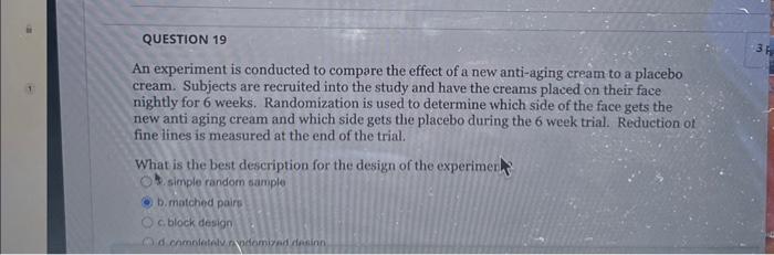 Solved An experiment is conducted to compare the effect of a | Chegg.com
