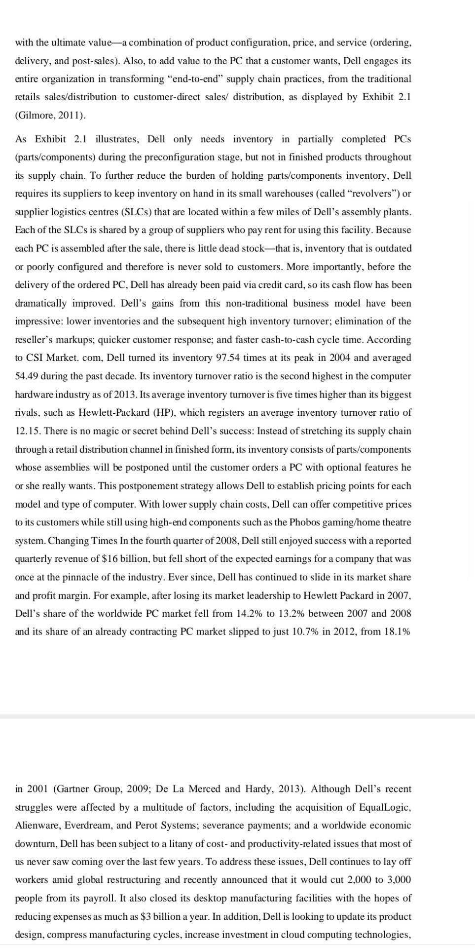 Solved The Brief History of Dell's Postponement Strategy | Chegg.com