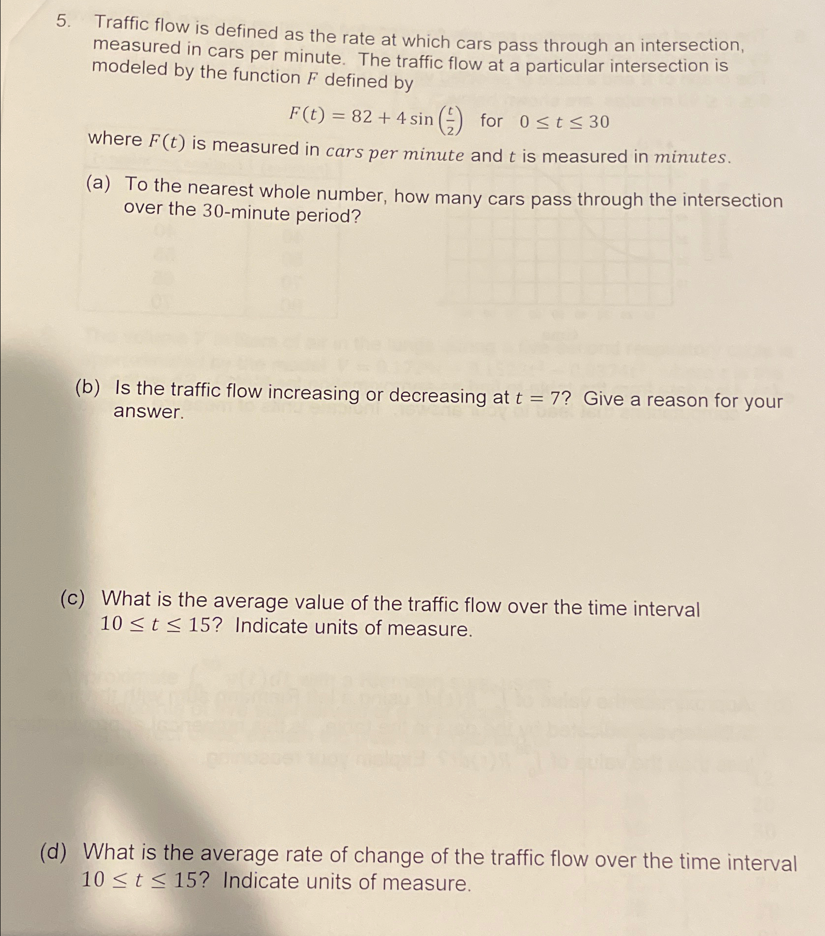 Solved Traffic flow is defined as the rate at which cars | Chegg.com