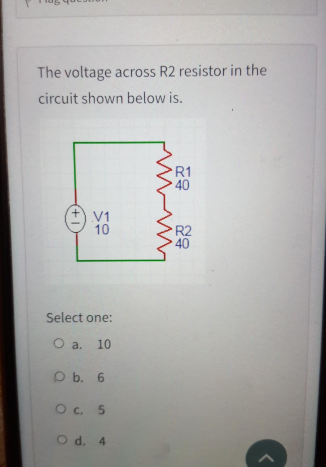 Solved The voltage across R2 resistor in the circuit shown | Chegg.com