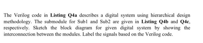 Solved The Verilog code in Listing Q4a describes a digital | Chegg.com