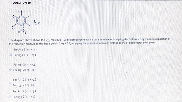 Solved QUESTION 10 The diagram above shows the C2v molecule | Chegg.com