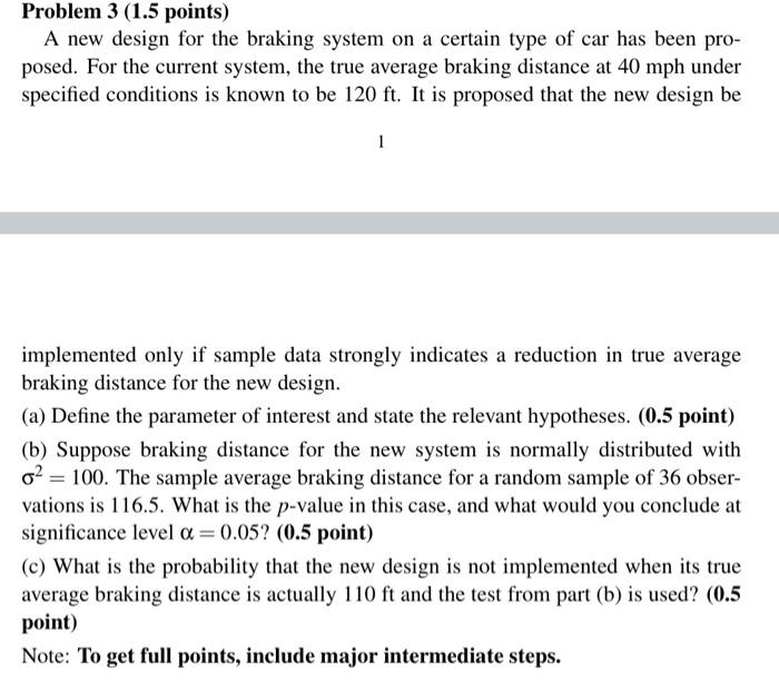 Solved Problem 3 (1.5 points) A new design for the braking | Chegg.com