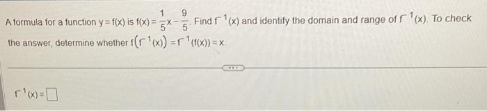 Solved A formula for a function y=f(x) is f(x)=51x−59. Find | Chegg.com