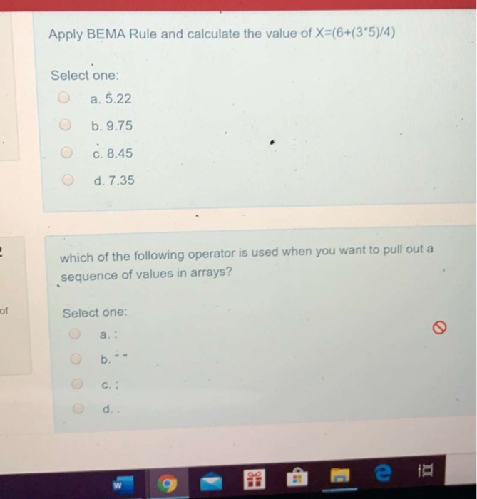Solved Apply BEMA Rule and calculate the value of | Chegg.com