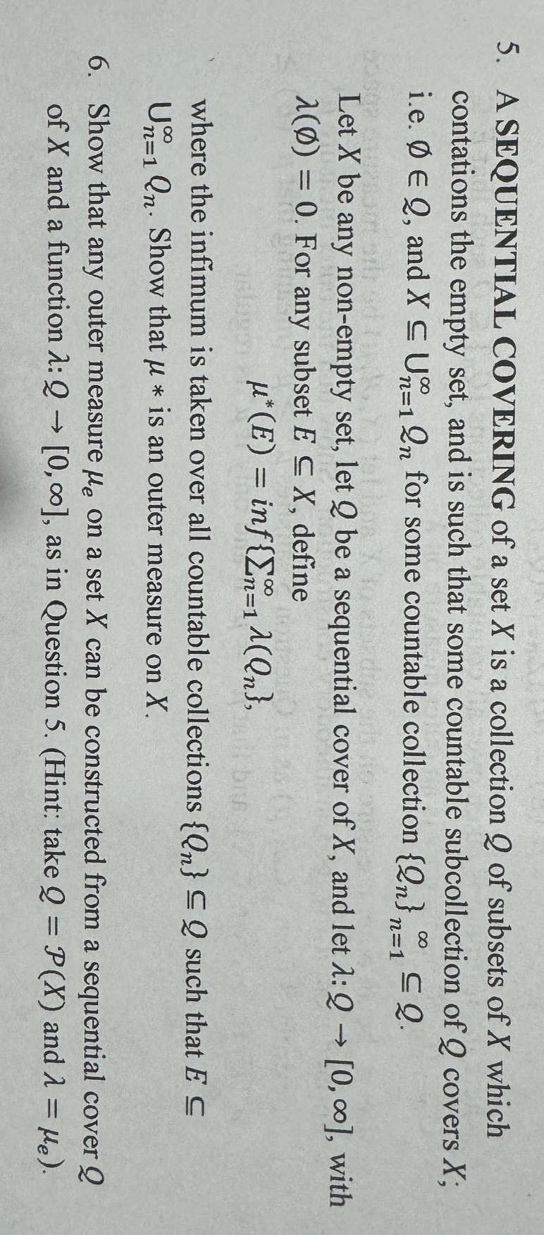 Solved Number 6 ﻿pleaseShow that any outer measure μe on ﻿a | Chegg.com