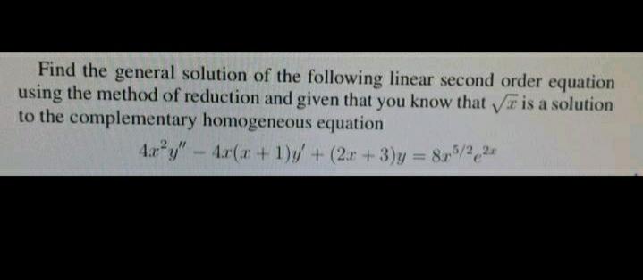 Solved Find the general solution of the following linear | Chegg.com