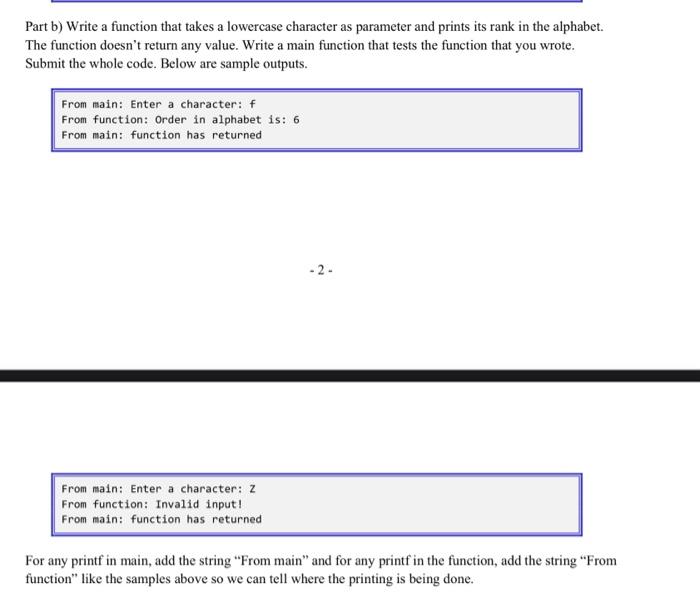 Solved Part b) Write a function that takes a lowercase | Chegg.com Solved Part b) Write a function that takes a lowercase | Chegg.com