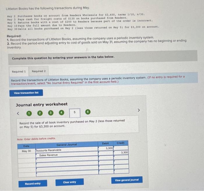Solved Littleton Books has the following transactions during | Chegg.com