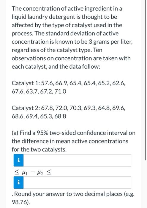 Solved The concentration of active ingredient in a liquid | Chegg.com
