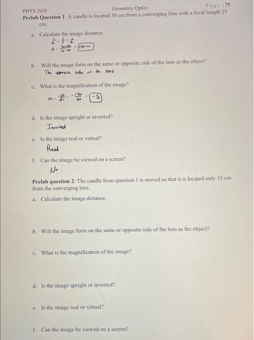 Solved Prelab question 2: The candle from question 1 is | Chegg.com