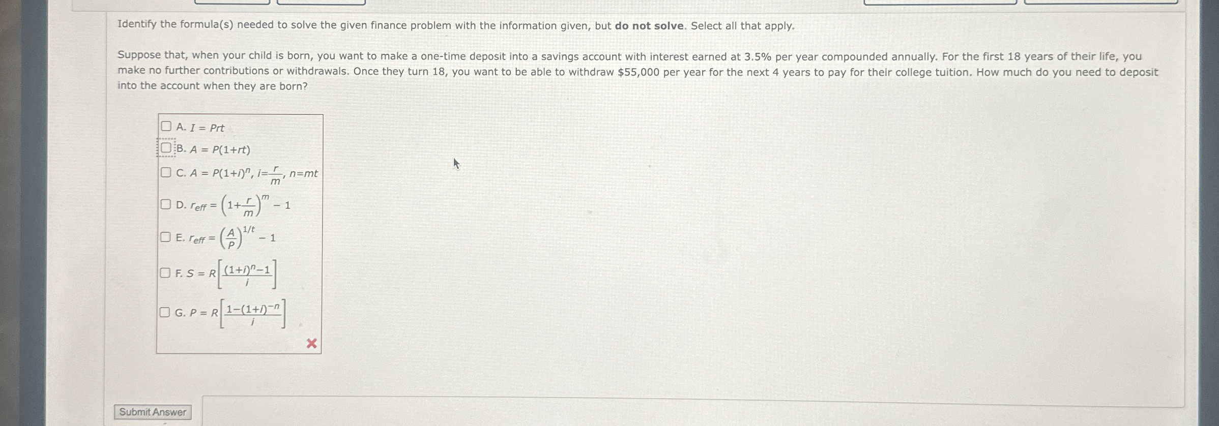 Solved Identify the formula(s) ﻿needed to solve the given | Chegg.com