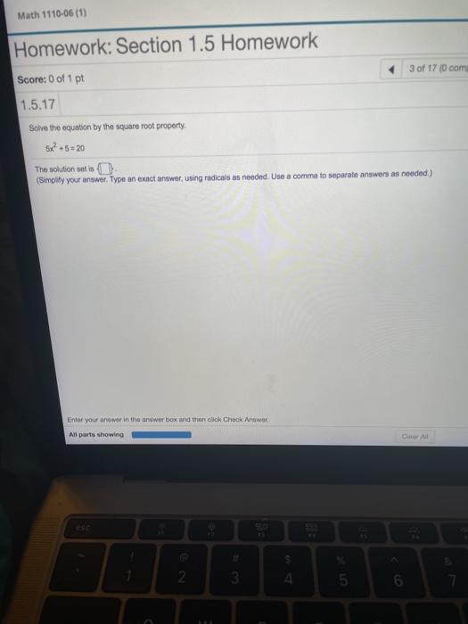 Solved Math 1110 06 1 Homework Section 1 5 Homework 1 Of