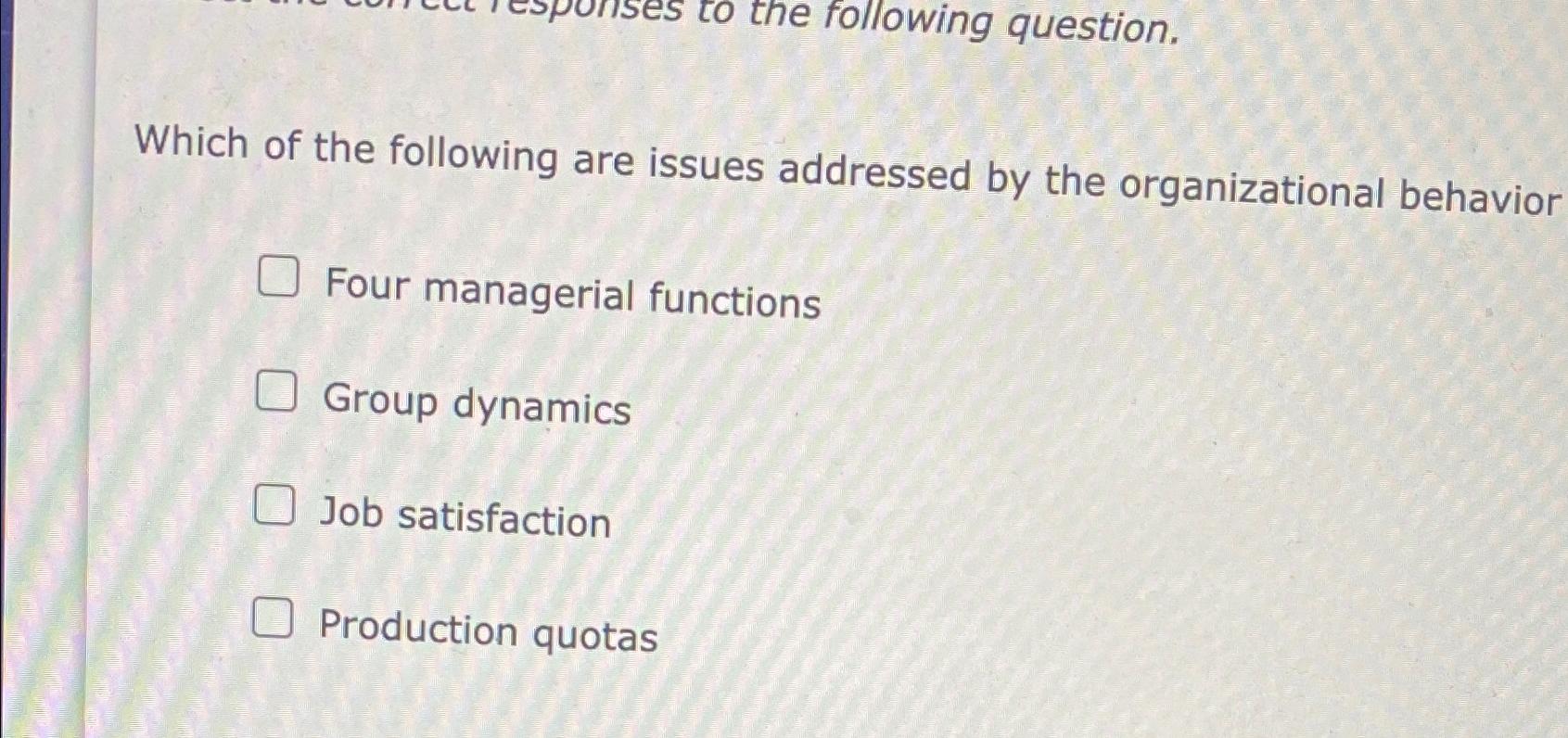 Solved Which of the following are issues addressed by the | Chegg.com