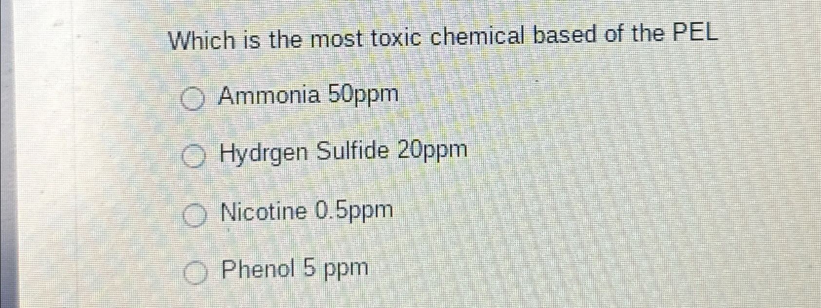 Solved Which is the most toxic chemical based of the | Chegg.com