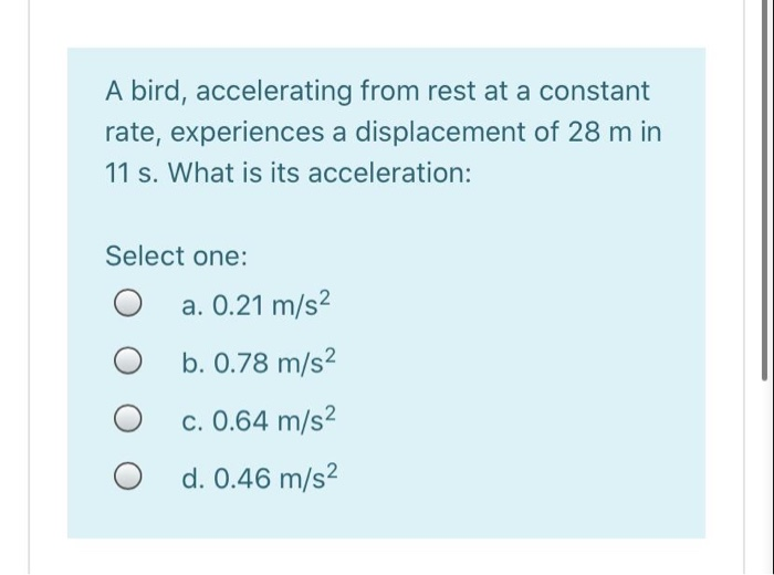 Solved A bird, accelerating from rest at a constant rate, | Chegg.com
