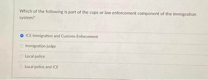 Which of the following is part of the cops or law | Chegg.com