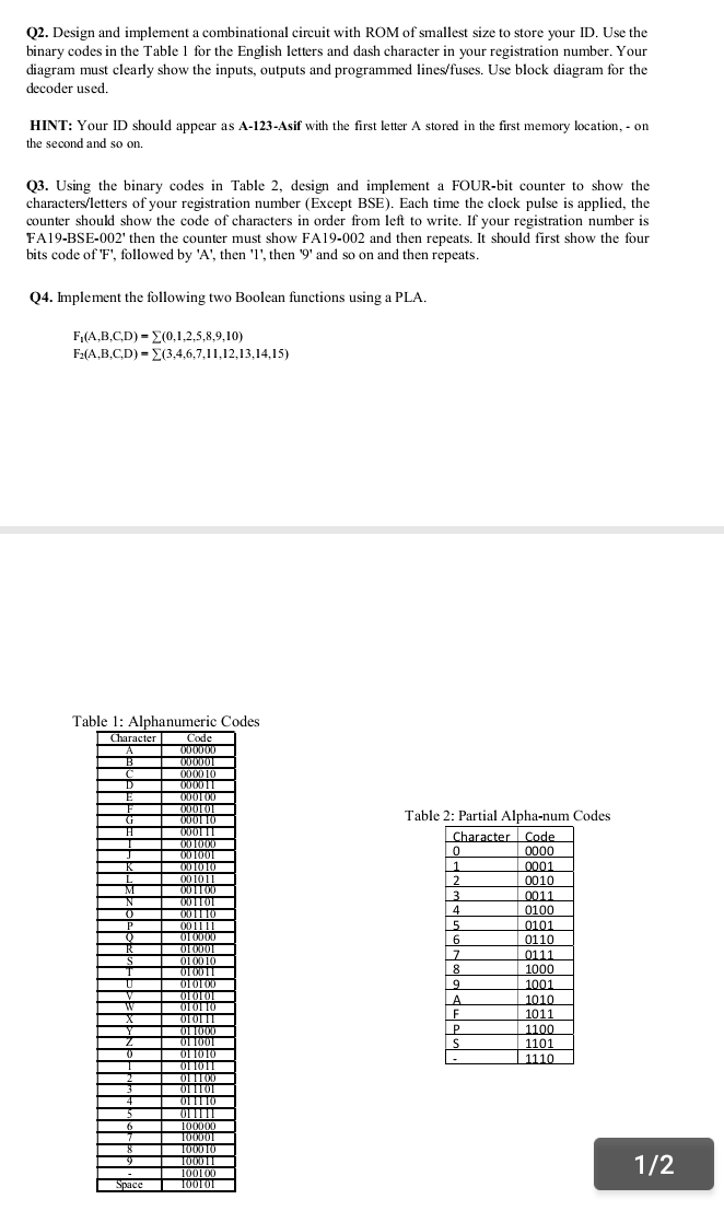 Solved Design and implement a combinational circuit with ROM | Chegg.com