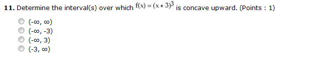 Solved Determine the interval(s) over which f(x) = (x + 3)3 | Chegg.com