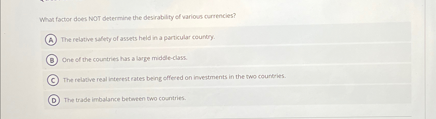 Solved What factor does NOT determine the desirability of | Chegg.com