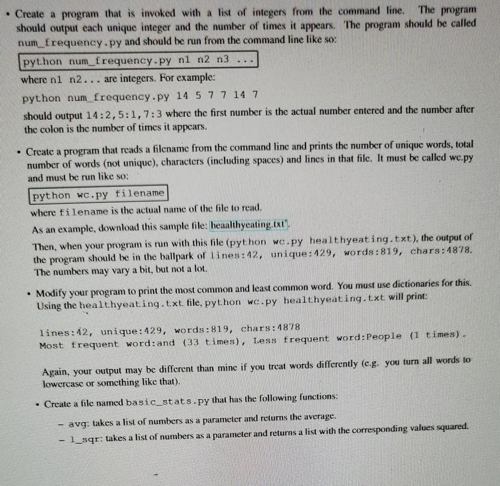 Solved The program • Create a program that is invoked with a | Chegg.com