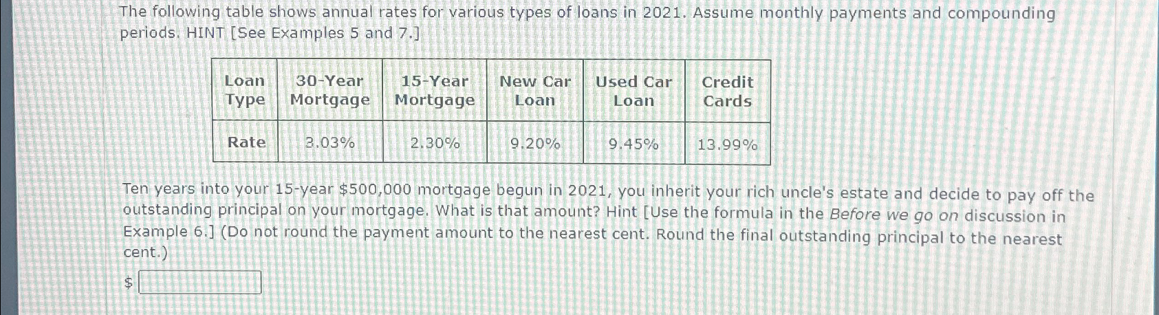 Solved The following table shows annual rates for various | Chegg.com