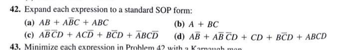 Solved 42. Expand each expression to a standard SOP form: | Chegg.com