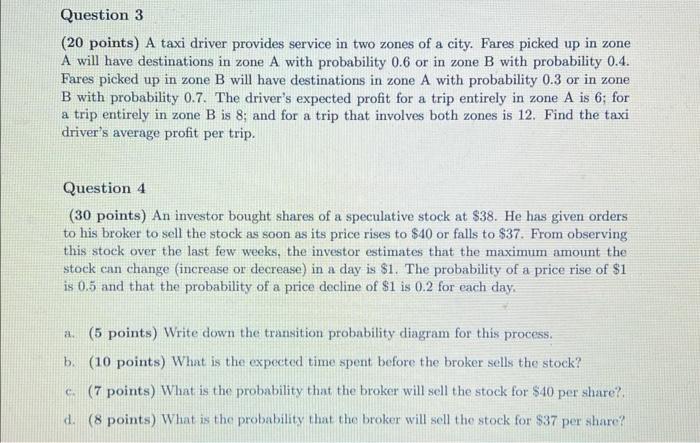 Solved (20 points) Let the Markov chain consisting of the | Chegg.com