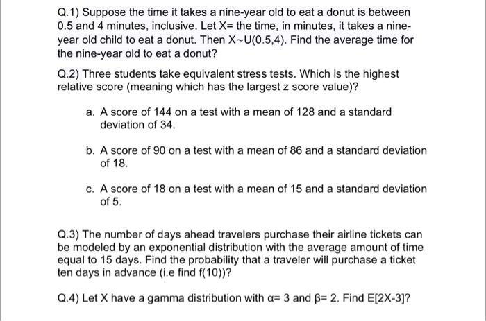 Solved Q.1) Suppose the time it takes a nine-year old to eat | Chegg.com
