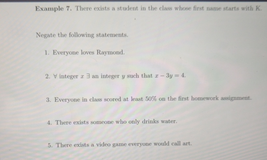 Solved Example 7. ﻿There exists a student in the class whose | Chegg.com