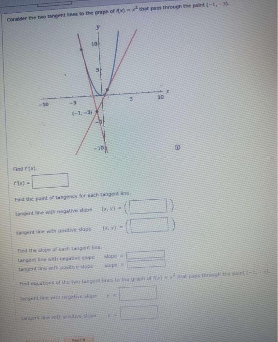 Solved Conslder the two tangent ines to the graph of f(x)=x2 | Chegg.com