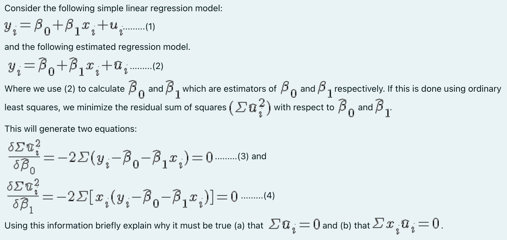 Solved Consider the following simple linear regression | Chegg.com