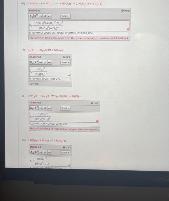 Solved 3MaO3(s)+4AlCl2(h)3MnCl3(s)+2Al3O4(s)+3Cl3(g) | Chegg.com
