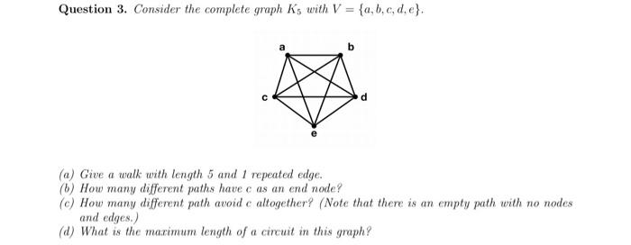 Solved Question 3. Consider the complete graph ks with V = | Chegg.com
