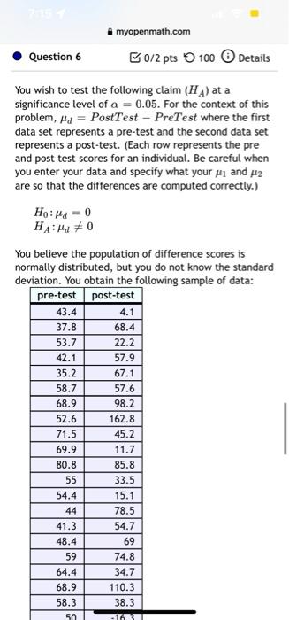 Solved myopenmath.com Question 6 0/2 pts 100 Details You | Chegg.com