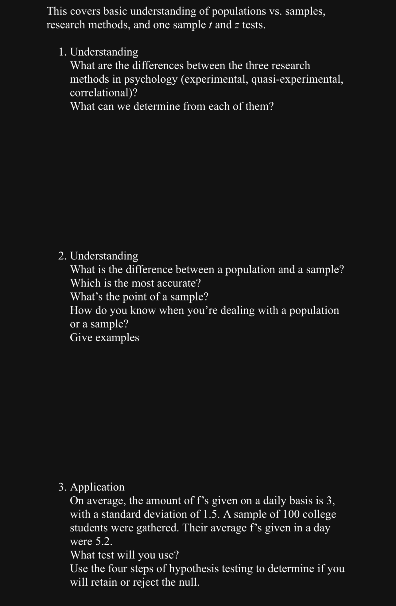 Solved This covers basic understanding of populations vs. | Chegg.com