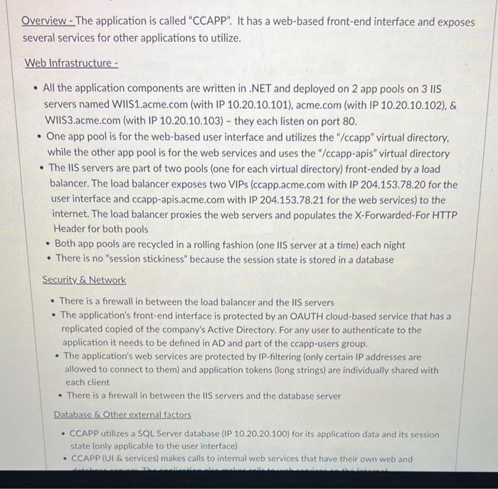 Solved verview - The application is called "CCAPP". It has a | Chegg.com