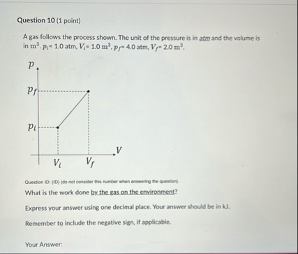 Solved Question 10 (1 ﻿point)A gas follows the process | Chegg.com