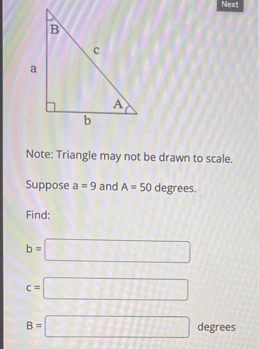 Solved Note: Triangle may not be drawn to scale. Suppose a=9 | Chegg.com