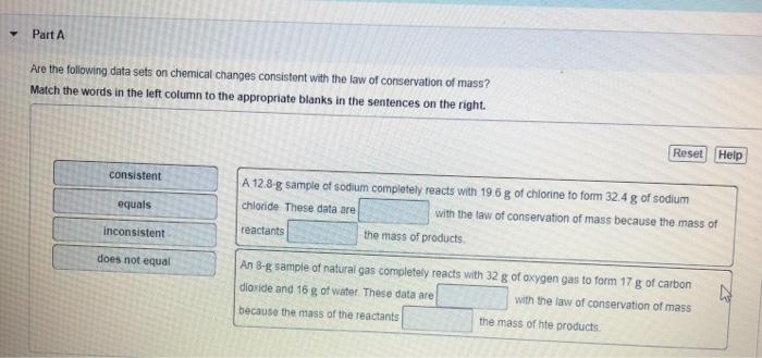 Solved Part A Are the following data sets on chemical | Chegg.com