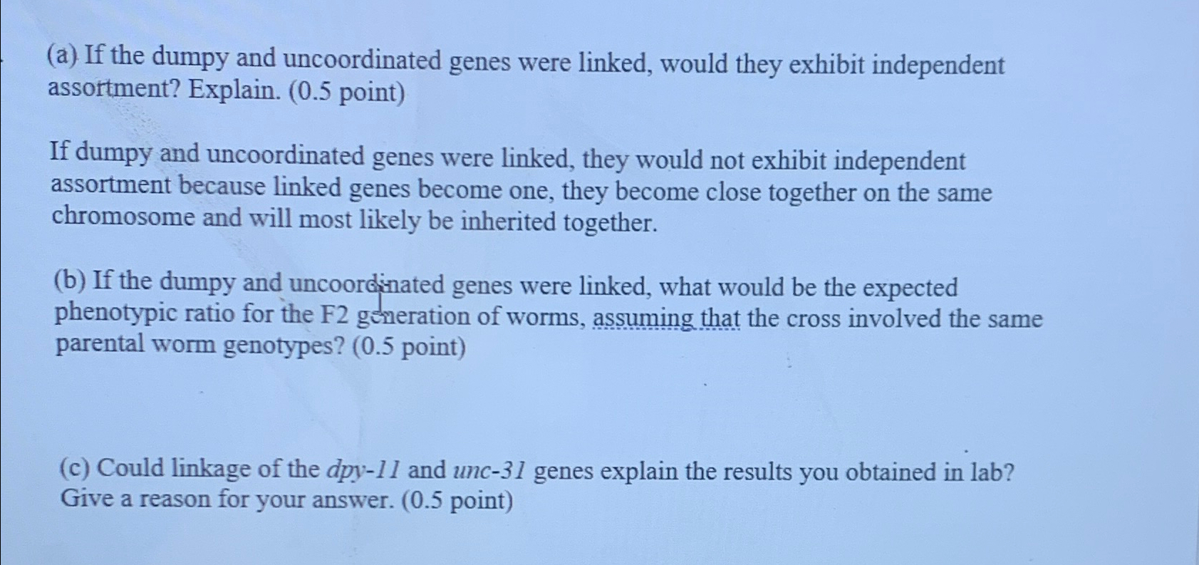 Solved (a) ﻿If the dumpy and uncoordinated genes were | Chegg.com