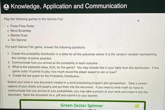 (4) Knowledge, Application and Communication Play the | Chegg.com
