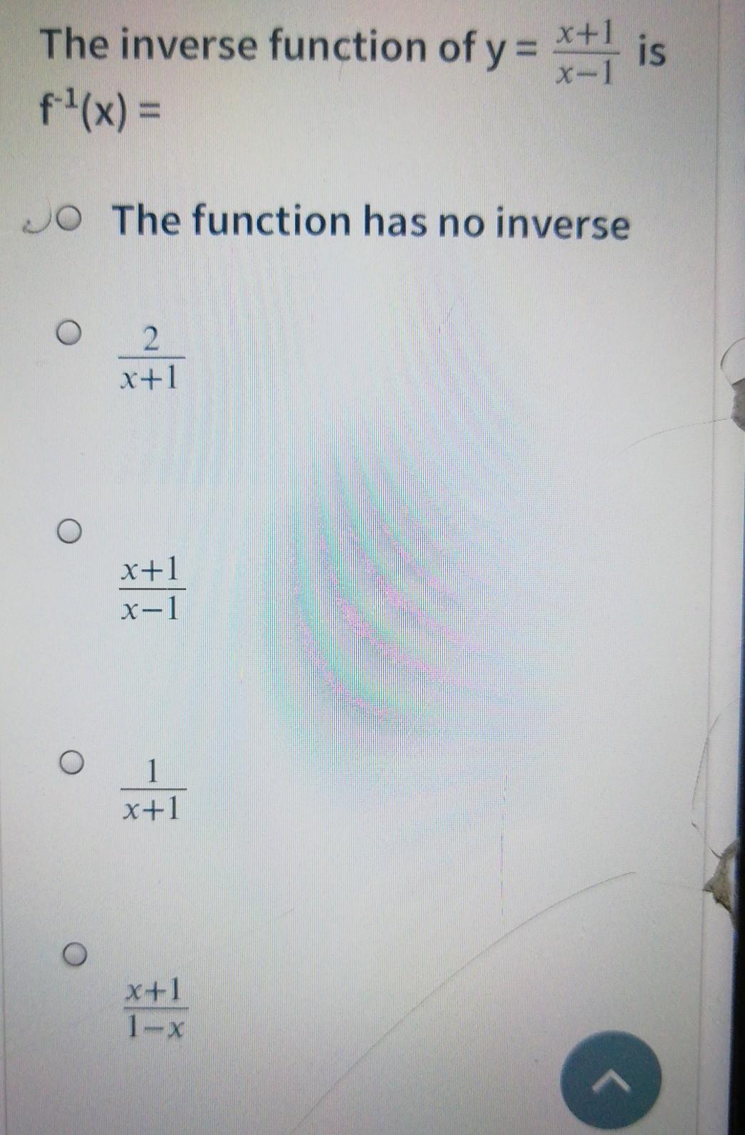 Solved The inverse function of y= x+) is f'(x) = Jo The | Chegg.com
