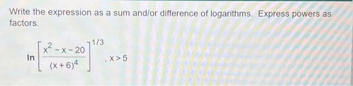 Solved Write the expression as a sum and/or difference of | Chegg.com