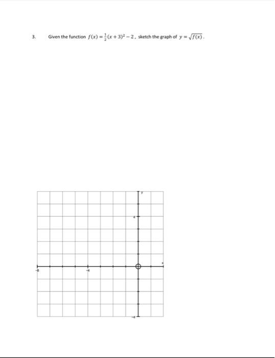 Solved 3. Given the function f(x)=21(x+3)2−2. sketch the | Chegg.com