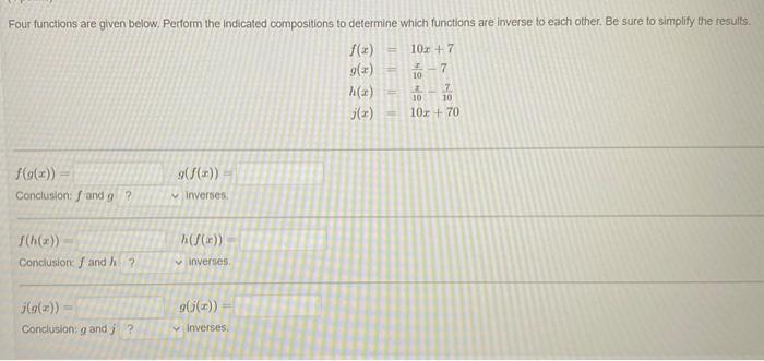 Solved Four functions are given below. Perform the indicated | Chegg.com