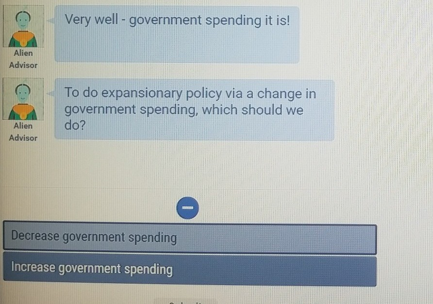 Solved Very well - government spending it is! Alien Advisor | Chegg.com