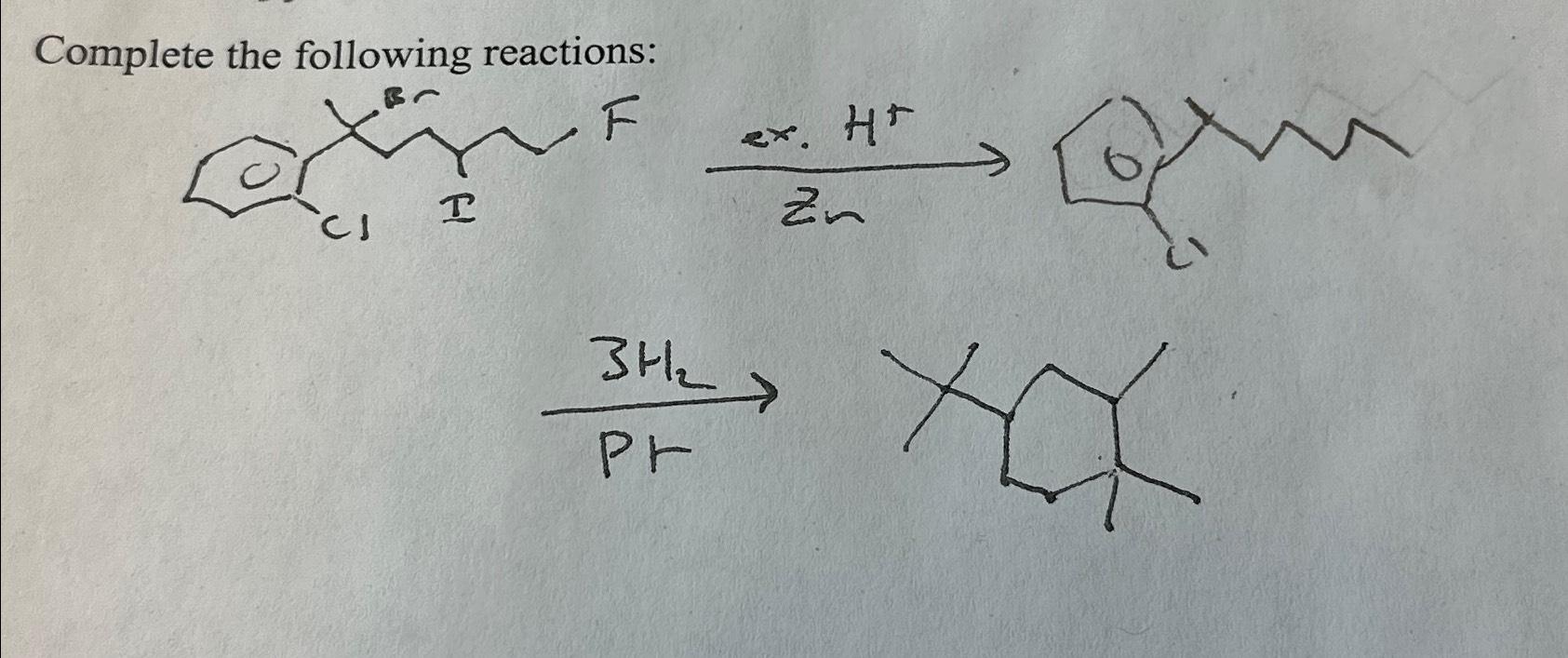 Solved Complete the following reactions: | Chegg.com