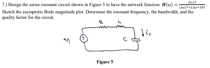 Solved 7.) ﻿Design the series resonant circuit shown in | Chegg.com