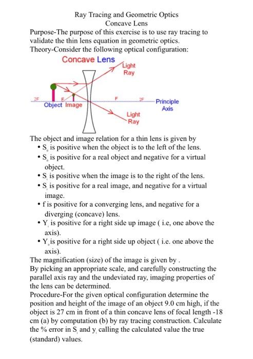 Solved Ray Tracing and Geometric Optics Concave Lens | Chegg.com